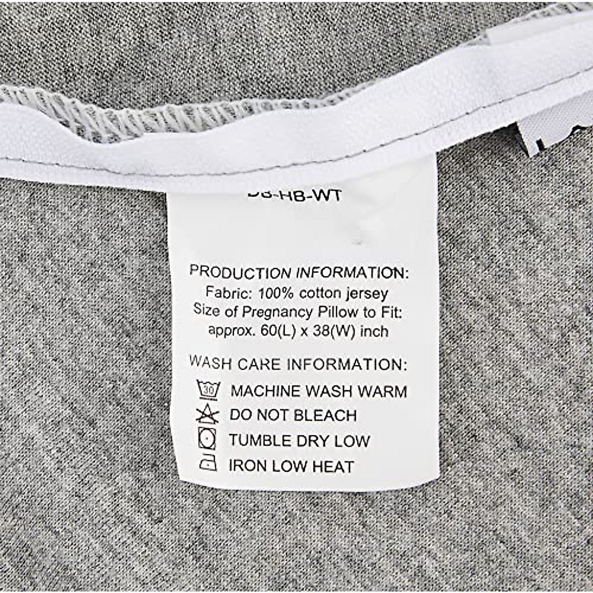 Lavish Home Full Body Pillow Cover- U-Shaped 100% Cotton Jersey Replacement Pillowcase, Removeable with Zipper for Pregnancy/Body Pillows (Gray)