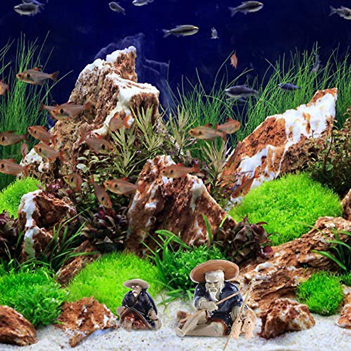 DOITOOL Bonsai Figurines 2Pcs Miniature Fisherman Figurines Mini Fishing Garden Statue Bonsai Figurine Ornament for Micro Landscape Fish Tank Sand Decor Fish Tank Landscape Ornament