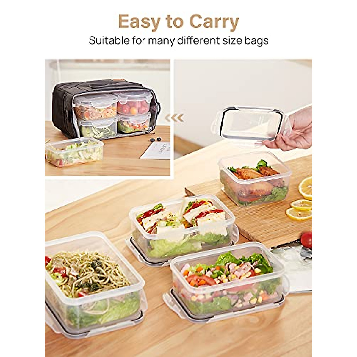 Kootek Food Storage Containers 21 Pack with Lids, Kitchen Airtight Meal Prep Container Reusable Pantry Organization and Storage Plastic Lunch Box Leak Proof Microwavable Dishwasher Safe