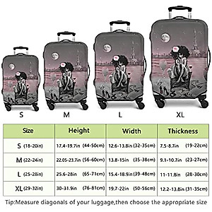 Xidingyue African American Luggage Cover Washable Women Pink And Grey On Beach Eiffel Tower Suitcase Protector Spandex Luggage Cover Fit 25-28 Inch Luggage