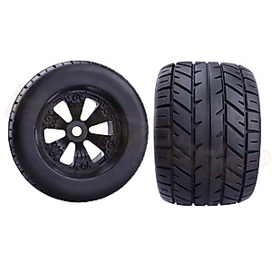 HobbyPark Pre-Glued 6.5" Tall 17mm Hex RC Street Tires and Wheels for Traxxas E-Revo 2.0 Sledge T-Maxx 3.3 Arrma Kraton 6s Notorious Redcat Kaiju Shredder 1/8 Monster Truck (Set of 4)