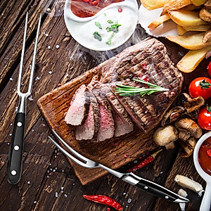 Carving Fork Meat Fork 2 Pieces Christmas Stainless Steel Serving Fork Cooking Fork with Wood Handle Classic Grill Fork with ABS Handle Xmas Black Kitchen Forks Barbecue BBQ Fork Carving Set, 12 Inch