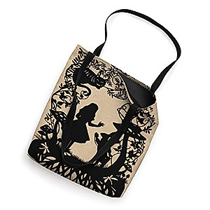 Silhouette of Alice in Wonderland and cat caterpillar rabbit Tote Bag