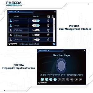 TOPMORE Phecda Fingerprint Recognition USB3.0 Flash Drive Fingerprint ID Security Flash Disk Biometric Fingerprint Reader Memory Stick (16GB, White & Gold)
