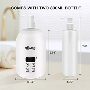 AOWOSA Massage Oil Warmer Bottle Professional Electric Lotion Digital Heater for SPA, Automatic Oil Warmer Heated Oil Lotion Cream for SPA, Salon, Barber Shops, Home, with Two Oil Bottle Dispenser