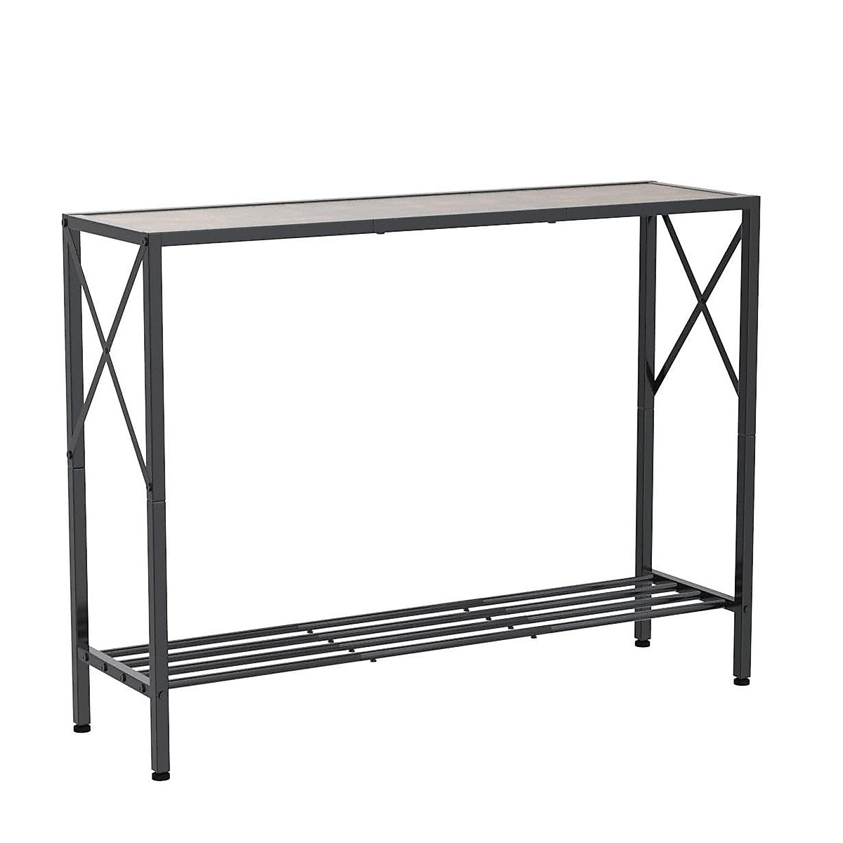Tajsoon Console Table, 2-Tier Industrial entryway Table, 41.8”L Narrow Sofa Table with Shelves, Entrance Table for Entryway, Hallway, Living Room, Foyer, Corridor, Office, Rustic Brown