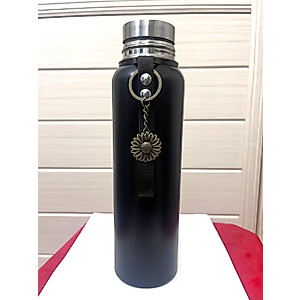 Antique Bronze Colored Sunflower Pendant Key Chain-Bronze Key Ring-Sunflower Keyring Keychain