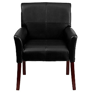 Flash Furniture Taylor Black LeatherSoft Executive Side Reception Chair with Mahogany Legs