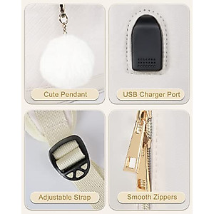 MATEIN Purse Backpack for Women, Waterproof Small Cute Fashion Shoulder Bag with USB Charging Port, Lightweight Mini Casual Daily Travel Backpack Daypack Gift for Ladies Teens Girls, Beige