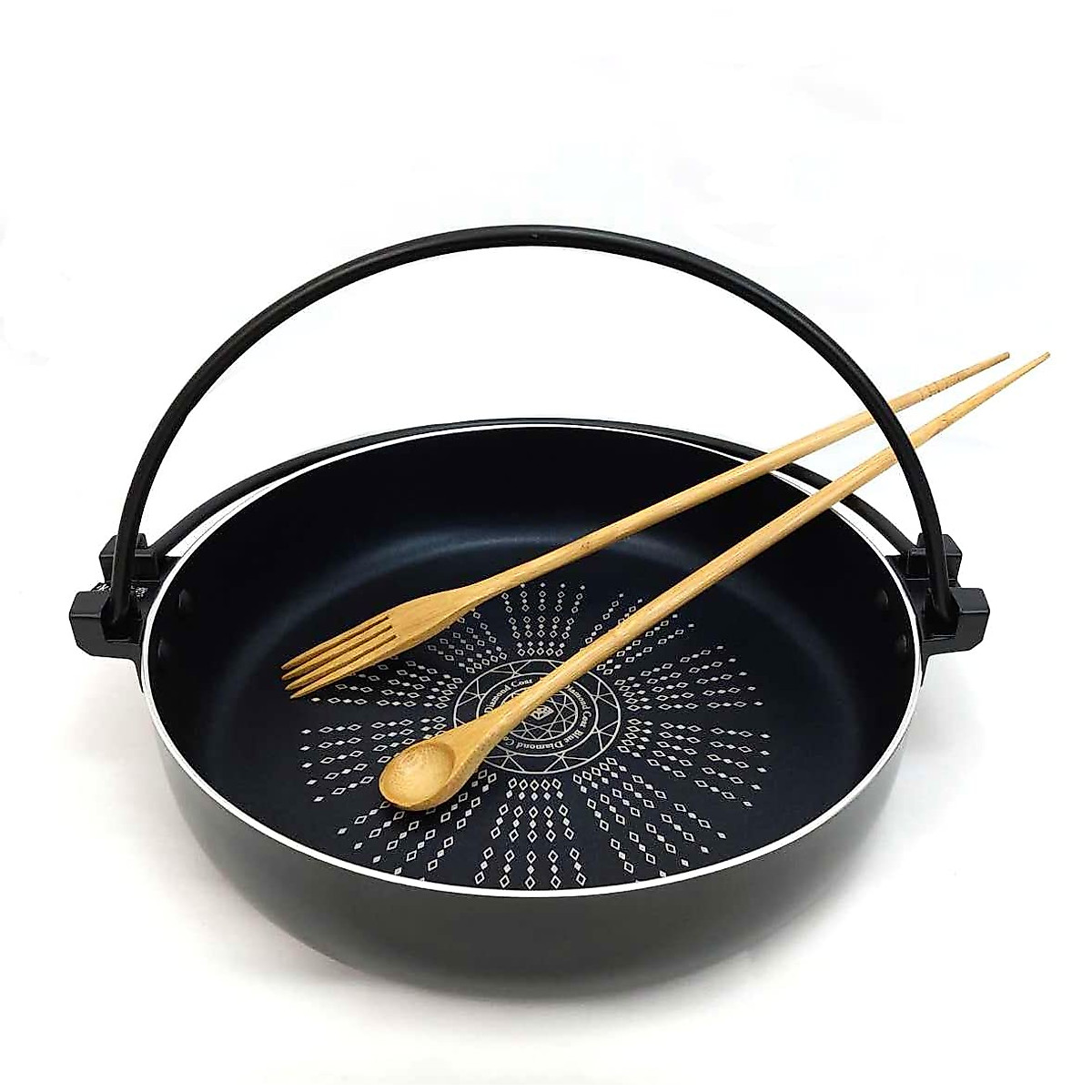 JapanBargain 3789, Bamboo Cooking Chopsticks with Spoon and Fork 3-in-1 Taste and Cook Cooking Utensil for Deep Frying Shabu Hot Pot Noodles, 13 inch Long, 1 Pair