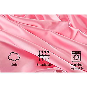Satin Pack n Play Sheet Set 2 Pack Ultra Soft Silk Fitted Mini Crib Sheets Playard Sheet Protect for Baby Hair and Skin, Pink & White