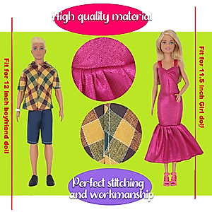 EuTengHao 30Pcs Doll Clothes and Accessories for 12 inch Boy and Girl Doll Includes 12 Set Wear Clothes Jeans and Wedding Dresses Tandem Bike Glasses Dog Bag and Colorful Balloons for 12 Inch Dolls