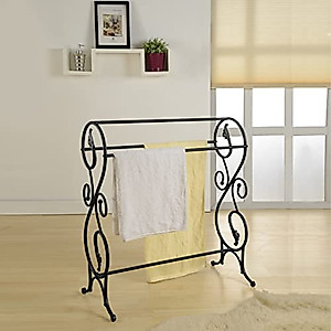 King's Brand Antique Style Pewter Finish Towel Rack Stand