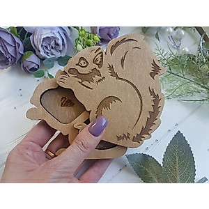 Wooden embroidery diamond painting accessories storage box Beads organizer with wooden lid Tray Divider Jewelry Box Needlework bead holder (Squirrel)