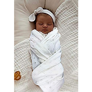 Swaddle Blanket - Baby Essentials | Baptism Christening Dedication Receiving Blankets Baby Wrap for Infant Newborns - Newborn Essentials Must Haves - 100% Viscose Shawls, 80 x 110 cm - White