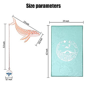 Phineon Metal Whale Bookmark Birthday Gift for Readers Librarian Book Lovers Bookworm Brass Book Marks Mothers Day Christmas Valentine's Day Gifts for Teachers Students Lady