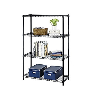 4 Shelf Wire Shelving Unit Garage NSF Wire Shelf Metal Large Storage Shelves Heavy Duty Height Adjustable Utility Commercial Grade Steel Layer Shelf Rack Organizer 1000 LBS Capacity 14x36x54,Black