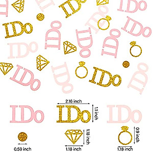 210 Pieces Wedding Table Confetti Glitter Diamond Ring Confetti Pink Bridal Shower Engagement Party Table Scatter for Baby Girl Women Birthday Party Supplies, 4 Styles