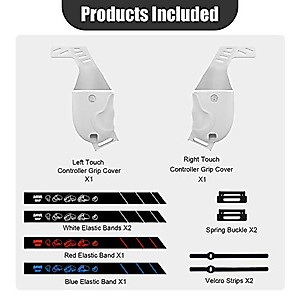 AMVR Controller Grips for Oculus Quest 2, Silicone Touch Controller Cover Protector Accessories with Adjustable Non-Slip VR Hand Straps Compatible with Meta Quest 1/Rift S (White, 1 Pair)
