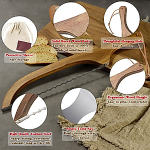 Flechazo Bread Knife for Homemade Bread - with Sourdough Lame Bread Scoring Tool and Replacement Stainless Steel Saw, Premium Serrated Blade for Effortless Slicing Bread, Sourdough and More