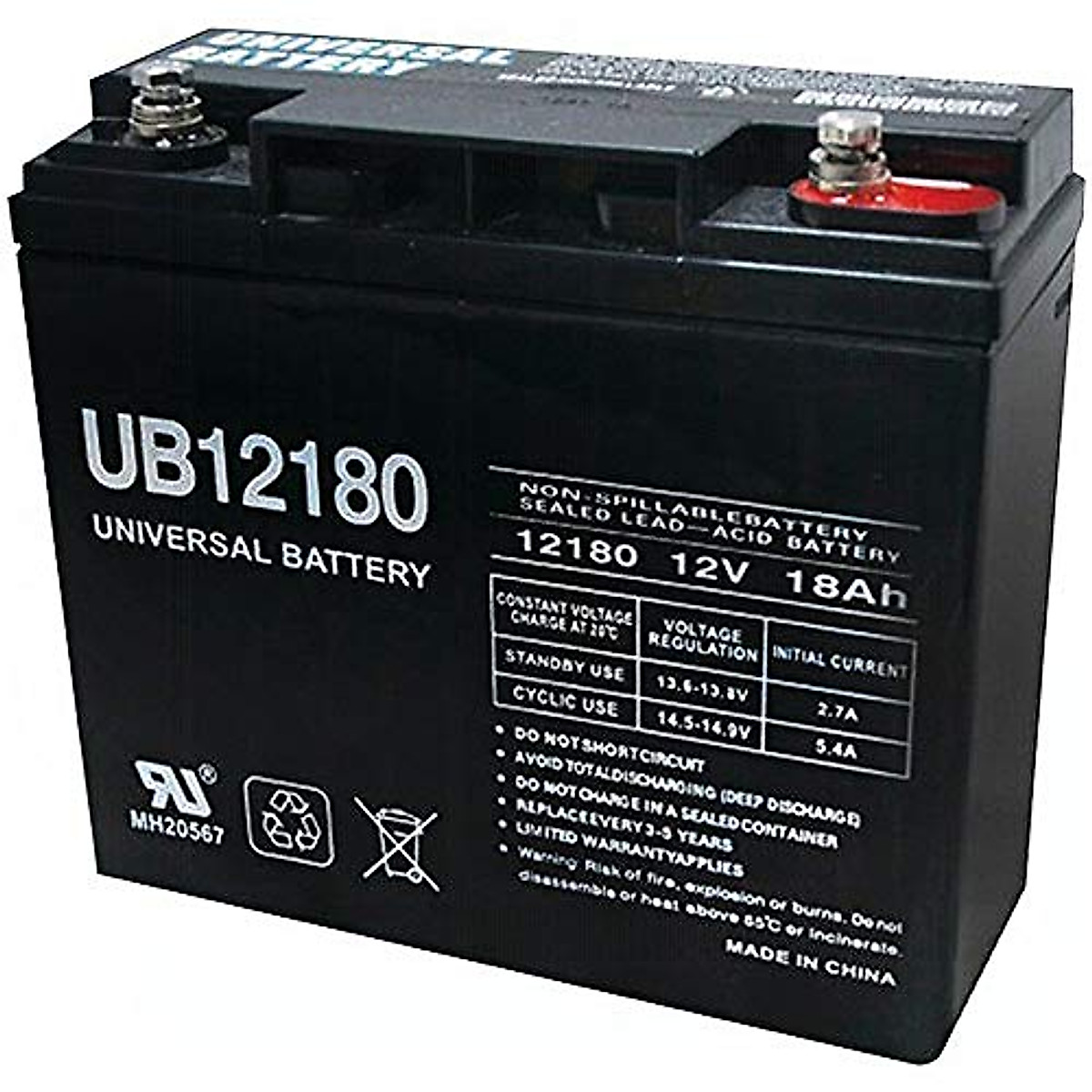 UPG UB12180 12V 18AH SLA Internal Thread Battery for Generac 7500 EXL Generator
