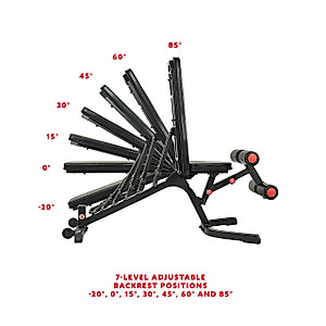 Sunny Health & Fitness Fully Adjustable Power Zone Utility Heavy Duty Weight Bench with 500 LB Max Weight – SF-BH6920, Black