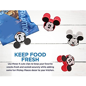 Disney Mickey Mouse Bag Clips, Set of 4 - Durable Plastic Clips