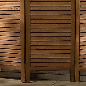 ALIMORDEN 5.7 Ft 3 Panels Room Dividers, Vintage Natural Wooden Privacy Screen, Folding Wall Divider, Space Seperate