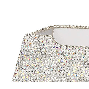 TISHAA Business Card Holder Stand - Bling Name Cards Office Desk Desktop Table Top Organizer Luxury Display Pocket Case Accessories White Crystal Rhinestone Glitter