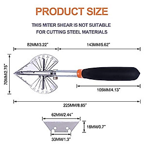 Tanzfrosch Multi Angle Miter Shear Cutter for Angular Cutting of Moulding and Trim from 45 to 135 Degree Hand Tools for Cutting Soft Wood Plastic PVC with 10 Replacement Blades (12 Pack)