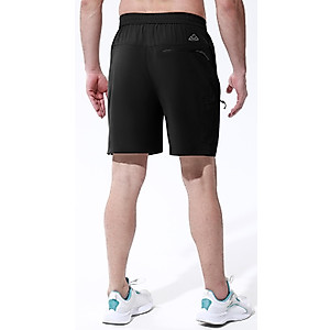 Rdruko Men's Work Hiking Shorts Lightweight Quick Dry Outdoor Cargo Shorts with Pockets(Black, US XL)