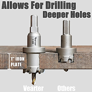 Vearter 10PCS TCT Hole Saw Kit, 5/8''-2'' Carbide Bits Set with Pilot Drill, for Hard Metal, Stainless Steel, Iron, Aluminium, Alloys, Plastics