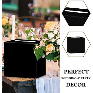 SietDESEO Black Card Box Diy Gift Card Box Money Card Box Holder for Wedding Reception Baby Shower Bridal Shower Birthday Party Black Wedding Card Box