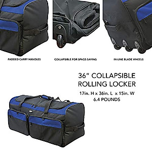 Travelers Club 36" Asgard 3-Wheel Rolling Duffel Bag, Blue