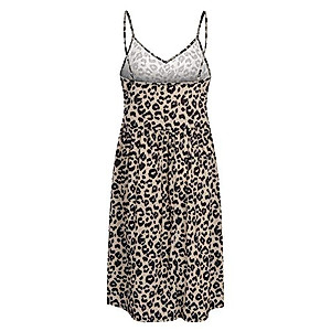 wodcke Women's 2021 Boho Plus Size Dress With Tight Belt Retro Print Sleeveless Sling Beach Dress Loose Maternity Dress (Brown, XL)