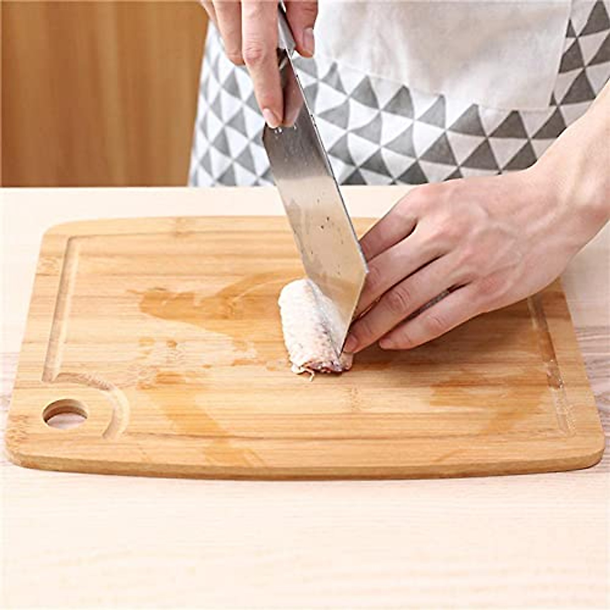 NEIDE Chopping Block Wood Healthy and Environmentally Friendly Bamboo Cutting Board Hanging Hole 3 Sizes Accessories Tool-30X20CM (Size : 28X18CM)