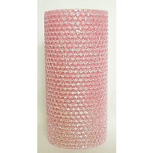 80 Hour-6 Inch Natural Beeswax Hybrid Pillar Glitter Candle, Pink Blossom Color
