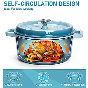 MICHELANGELO Dutch Oven Pot with Lid, 5 Quart Dutch Oven Cast Iron, Enameled Cast Iron Dutch Oven with Lid, Enamel Dutch Oven for Bread Baking, 5 Qt Dutch Oven Pot with Silicone Accessories, Blue