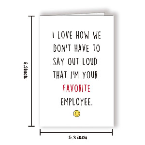 Longkado Humor I’m Your Favorite Emplyee Card for Boss, Happy Boss’s Day Card, Heartwearming Boss Birthday Card