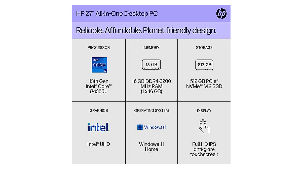 HP 27" All-in-One PC | 13th Gen Intel Core i7