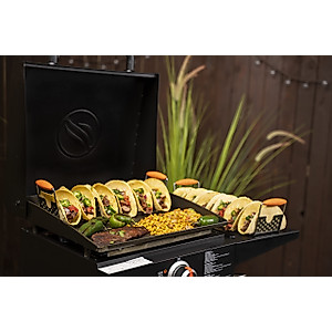Blackstone 5173 Deluxe Holder Stand Pack of 2 Stainless Steel Racks with Heat Resistant Handles-One Tray Holds 6 Tacos-Dishwasher Safe, Orange/Silver