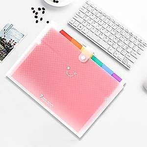 CLOUDIA 7 Pockets Expanding File Folders with Labels, Letter A4 Paper Organizer Folder, Accordion Document Organizer for School (Clear)
