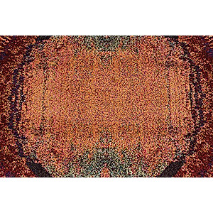 Unique Loom Estrella Collection Rustic, Distressed, Modern, Abstract Area Rug, 6 ft, Orange/Black