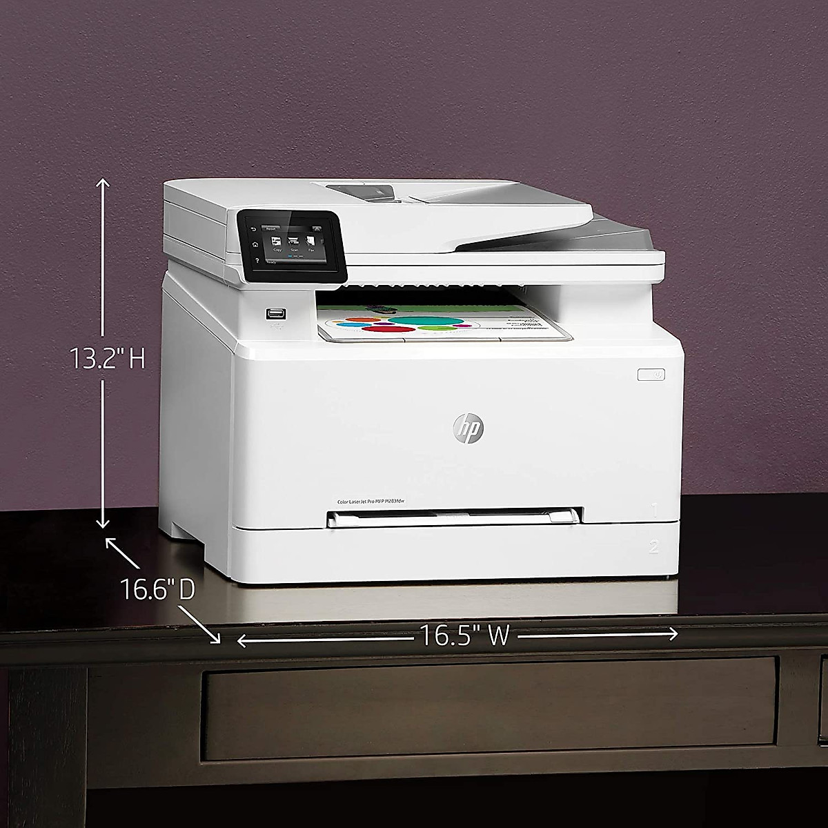 HP Color Laserjet Pro M283fdwA Wireless All-in-One Laser Printer, Print Scan Copy, Remote Mobile Print, Auto 2-Sided Printing, 22 ppm, 250-Sheet, Works with Alexa, Bundle with JAWFOAL Printer Cable