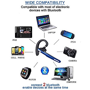 Candeo Bluetooth Headset V4.2, Wireless Bluetooth Earpiece Hands-Free Earphones with Noise Cancellation Mic for Driving/Business/Office/Home, Compatible with iPhone and Android Cell Phones