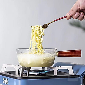 Clear Glass Saucepan, Heat-resistant Mini Simmer Pot with Wood Handle, Glass Cookware Set Ramen Pot Cooktop Safe for Pasta Noodle, Soup, Milk, Baby Food(20OZ/500ML)