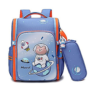Maod Preschool Boys Backpacks for Kids Elementary School Backpack Suitable For 4-8 Years Old (Blue)