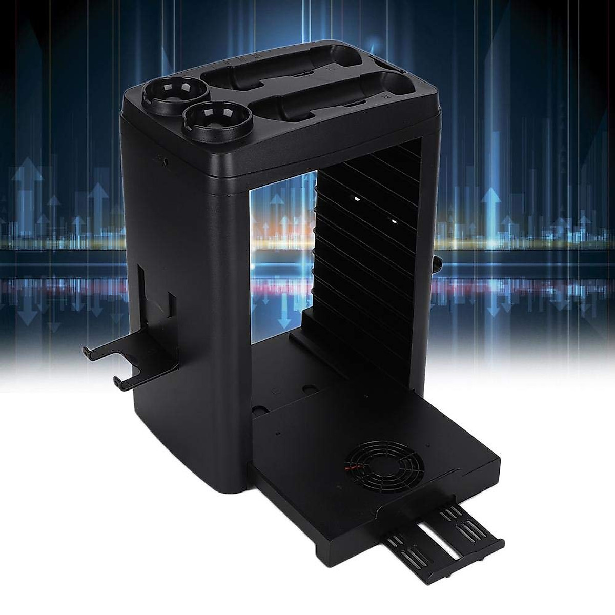 Multifunctional Vertical Cooling Stand for PS4,Charging Dock Station with 11 Game CD Storage for PS4 for PS4 Slim for PS4 Pro