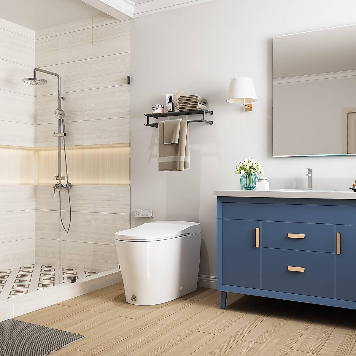 HOROW Luxury Smart Toilet, Upgraded and Modern with Bidet Built-in, Tankless Toilet with Automatic Powerful Flush, Auto Open/close Lid, Heated Bidet Seat, Instant Warm Water