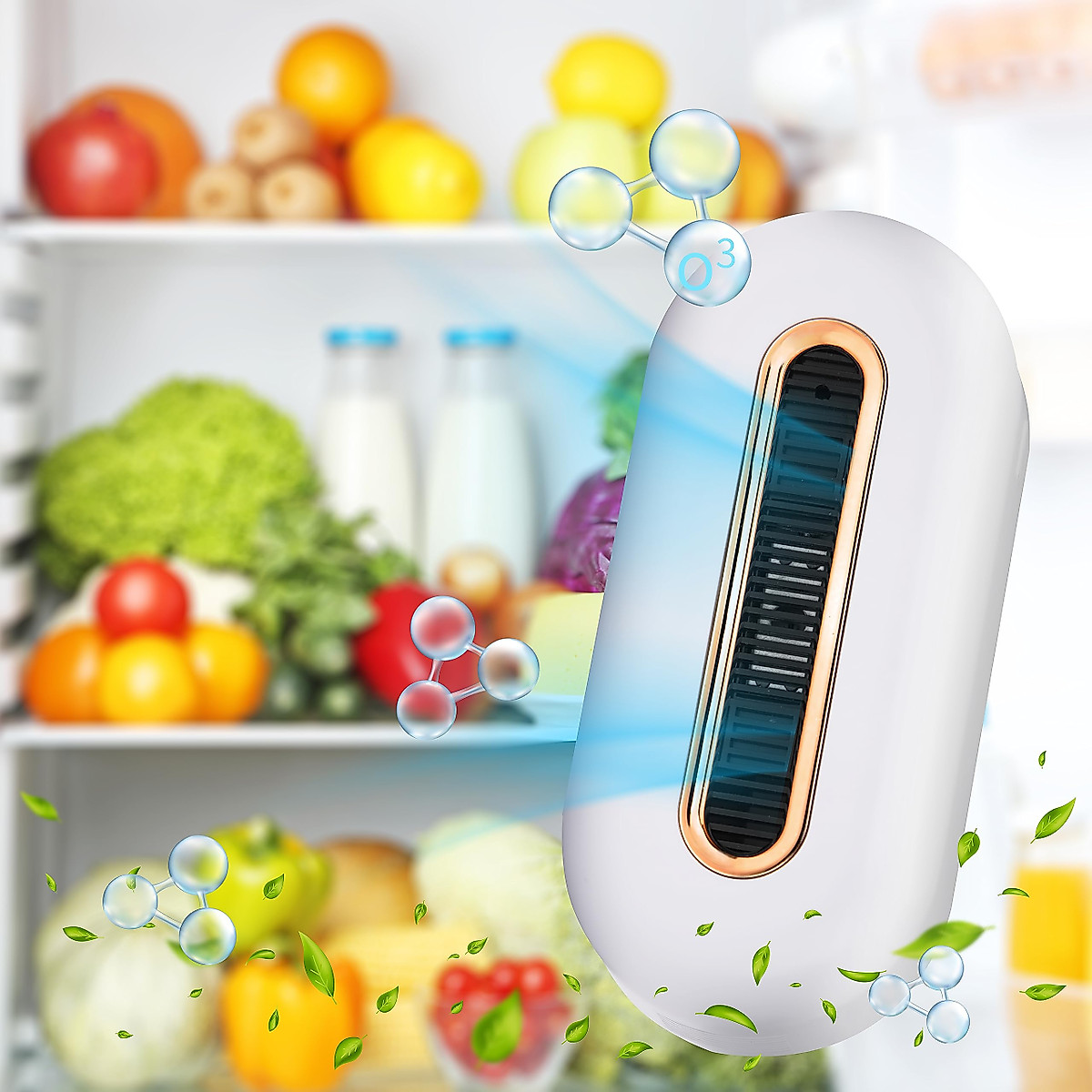 Mini USB Fridge Deodorizer Refrigerator: Odor Eliminator Reusable Ozone Odor Deodorizer USB Rechargeable with Hanging Holder for Fridge, Car, Closet, Wardrobe